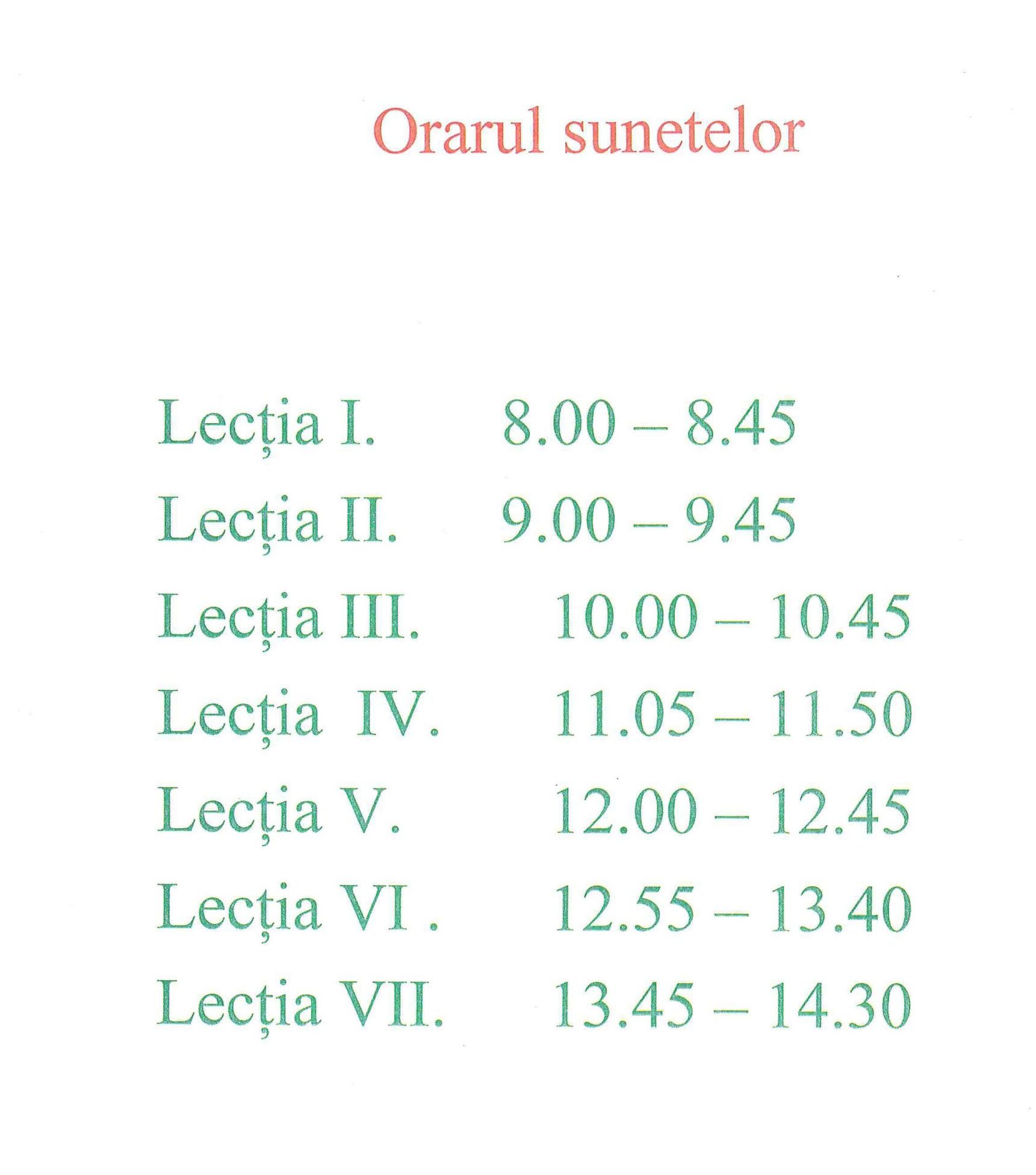 Orarul sunetelor | Liceul Teoretic „Ștefan cel Mare”